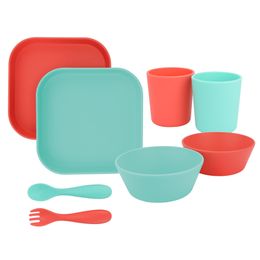 Nuby Geschirr- und Besteck-Set Herren Gr&ouml;&szlig;e One Size t&uuml;rkis / rot