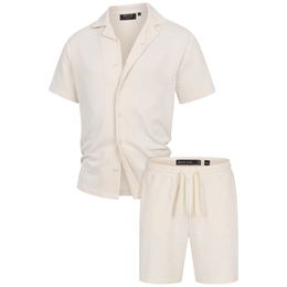 INDICODE Jeans Pyjama kurz 'Lino' Herren Gr&ouml;&szlig;e M beige / wei&szlig;