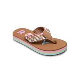 ROXY Sandals 'Chika Hi' girl size 35 Azure / Brown / Neon green / Light pink