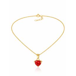 Pure Schmuck Kette 'Velvet Heart Halskette Gold | Bridgerton' Damen Gr&ouml;&szlig;e 45 / 50cm dunkelrot