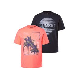 Men Plus T-Shirt Herren Gr&ouml;&szlig;e 8XL koralle / schwarz / wei&szlig;