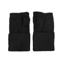 styleBREAKER Fingerless Gloves 'Fingerlose Strickhandschuhe Einfarbig' female size XS/XL Black