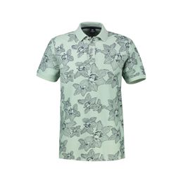 Lerros Poloshirt mit floralem Allover-Print und Flachstrickkragen Herren Gr&ouml;&szlig;e XXL gr&uuml;n