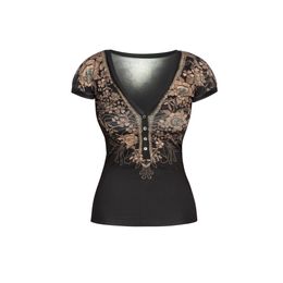 JIORO Bluse 'GOLDEN ROSES' Damen Gr&ouml;&szlig;e S schwarz
