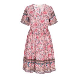 Gaya Kleid 'Boho' Damen Gr&ouml;&szlig;e 40 cyanblau / schoko / rosa / altrosa Sommerkleid