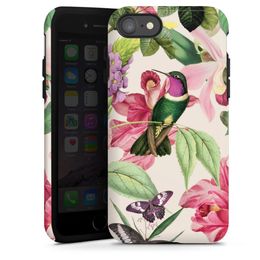 DeinDesign iPhone SE (2020) Handy Panzer Handyh&uuml;lle robuste Outdoor H&uuml;lle Schutzh&uuml;lle gl&auml;nzend Rose Humming Bird Summer Tough Case