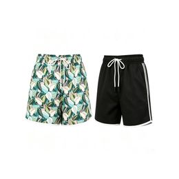 riemot Board Shorts 'riemot Pack of 2 Women's Swimming Shorts, Quick-Drying Beach Shorts with Elastic Waistband and Drawstring, Swimming Shorts with 