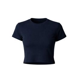 GORG Shirt 'Geripptes Cropped T-Shirt' female size XS Navy