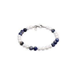Kuzzoi Armband Herren Gr&ouml;&szlig;e 23 blau / grau / silber / perlwei&szlig;