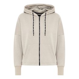 oxmo Sweatjacke 'Sanice' Damen Gr&ouml;&szlig;e XXL beige / schwarz