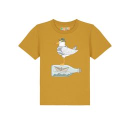 Watabout.kids T-Shirt 'M&ouml;we mit Hut' M&auml;dchen Gr&ouml;&szlig;e 152/158 dunkelblau / ocker / grau / wei&szlig;