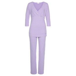 Lascana Umstand Pyjama Damen Gr&ouml;&szlig;e L pastelllila / wei&szlig; Sommerkleid