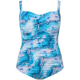 Ulla Popken Badeanzug Damen Gr&ouml;&szlig;e 11XL blaumeliert / wei&szlig;