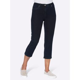 WITT Damen 3/4-Jeans mit B&auml;ndchen-Verzierung, dark blue-denim, Gr&ouml;&szlig;e 40