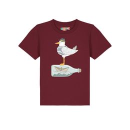 Watabout.kids T-Shirt 'M&ouml;we mit Hut' M&auml;dchen Gr&ouml;&szlig;e 98/104 mischfarben / bordeaux