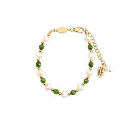 Fr&auml;ulein Wunder Fr&auml;ulein Wunder Armband 'Elisa' Damen Gr&ouml;&szlig;e 17.5 gold / dunkelgr&uuml;n