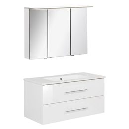 Fackelmann Badm&ouml;belset 'b.perfekt' Spiegelschrank und Waschbecken mit Unterschrank wei&szlig;/wei&szlig;