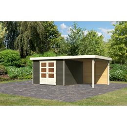 Karibu Gartenhaus-Set 'Raskola 6' Fichtenholz terragrau 216 x 522 x 306 cm
