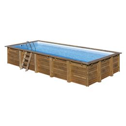 GRE Massivholzpool-Set 'Braga' 815 x 420 x 146 cm mit Leiter und Sandfilter