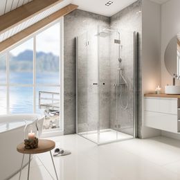 Schulte Eckdusche mit Drehfaltt&uuml;r 'Alexa Style 2.0' teilgerahmt, aluminiumfarben, 90 x 192 x 90 cm