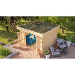 Karibu Gartenhaus 'Wiesenhaus 5' SET Fichtenholz naturbelassen 297 x 297 x 220 cm