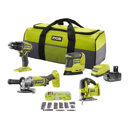 Ryobi Akku-Maschinen-Set '18 V ONE+' 4-teilig inkl. 2 x 4,0 Ah Akku und Ladeger&auml;t