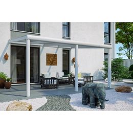 Skan Holz Terrassen&uuml;berdachung 'Garda' 434 x 307 cm Aluminium Doppelstegplatten wei&szlig;