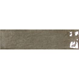 Wandfliese 'Brunei' grau gl&auml;nzend 6,5 x 25 cm