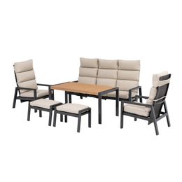 Mandalika Loungem&ouml;belset 'Sunrise' Aluminium beige 6-teilig