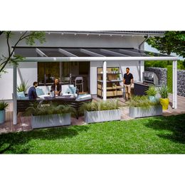 Skan Holz Terrassen&uuml;berdachung 'Garda' 648 x 257 cm Aluminium Doppelstegplatten wei&szlig;
