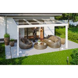 Skan Holz Terrassen&uuml;berdachung 'Modena' 434 x 307 cm Aluminium Verbundsicherheitsglas wei&szlig;