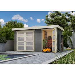 Karibu Gartenhaus 'T&uuml;hlentrup 1' Fichtenholz terragrau 211 x 404 x 217 cm