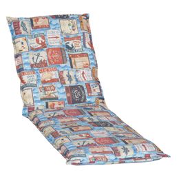 Beo Sonnenliegen-Auflage 'Togo' blau/beige 58 x 191 x 8 cm