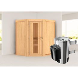 Karibu Elementsauna 'Emma' naturbelassen mit Energiespart&uuml;r 3,6 kW Ofen integrierte Steuerung 170 x 151 x 198 cm