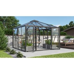 Vitavia Gew&auml;chshaus 'Fortuna 1000' 314,4 x 314,4 cm mit 3 mm Sicherheitsglas/10 mm Hohlkammerplatten schwarz