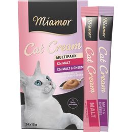 Miamor Katzennassfutter 'Cat Cream' Multipack mit Malt und Malt & Cheese Adult 24 x 15 g