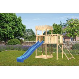 Karibu Spielturm 'Ritterburg L&ouml;wenherz' naturbelassene nordische Fichte 107 x 259,5 x 107 cm
