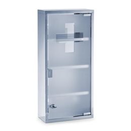 zeller Medizinschrank silbern Edelstahl/Glas 27 x 57 x 12 cm
