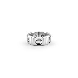 Philipp Plein Jewellery Ring 'PLEIN TAG' male size 62 Silver