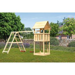 Akubi Kinderspielturm 'Lotti' Doppelschaukel, Kletterger&uuml;st, 415 x 264 x 291 cm