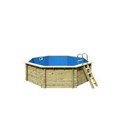 Karibu Massivholzpool-Set 'Maui 2' 420 x 420 x 124 cm mit Edelstahlleiter und Filteranlage