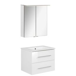 Fackelmann Badm&ouml;belset 'b.perfekt' Spiegelschrank und Waschbecken mit Unterschrank wei&szlig;/wei&szlig;