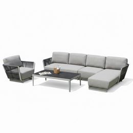 Mandalika Loungem&ouml;belset 'Marea' Aluminium beige/grau 5-teilig