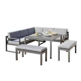 Loungem&ouml;belset 'Romy' Aluminium hellgrau 5-teilig