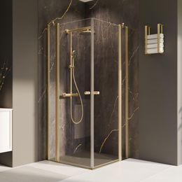 Breuer Eckeinstieg 'Elana 2.0' Dreht&uuml;ren mit Festteil 100/100 cm, goldfarben, 100 x 200 cm
