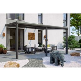 Skan Holz Terrassen&uuml;berdachung 'Garda' 434 x 357 cm Aluminium Doppelstegplatten anthrazit