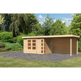 Karibu Gartenhaus-Set 'Terko 4' naturbelassen mit Schleppdach und R&uuml;ckwand 609 x 211 x 238 cm