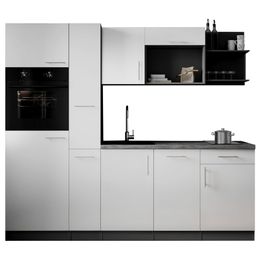 respekta K&uuml;chenzeile 'Oliver' mit E-Ger&auml;ten wei&szlig;/grau 235 cm