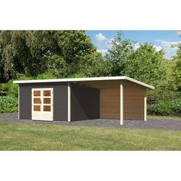 Karibu Gartenhaus-Set 'Fortheim 5' Fichtenholz terragrau 229,5 x 665 x 369 cm
