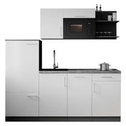 respekta K&uuml;chenzeile 'Oliver' mit E-Ger&auml;ten wei&szlig;/grau 205 cm